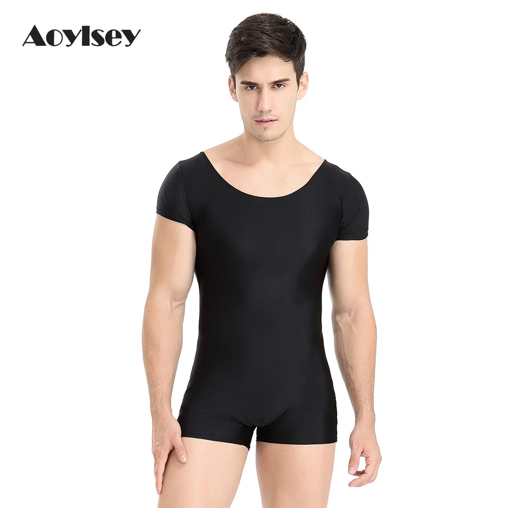 Aoylsiey-Short-Sleeve-Shorty-Unitard-for-Men-Sports-singlets-Workout ...