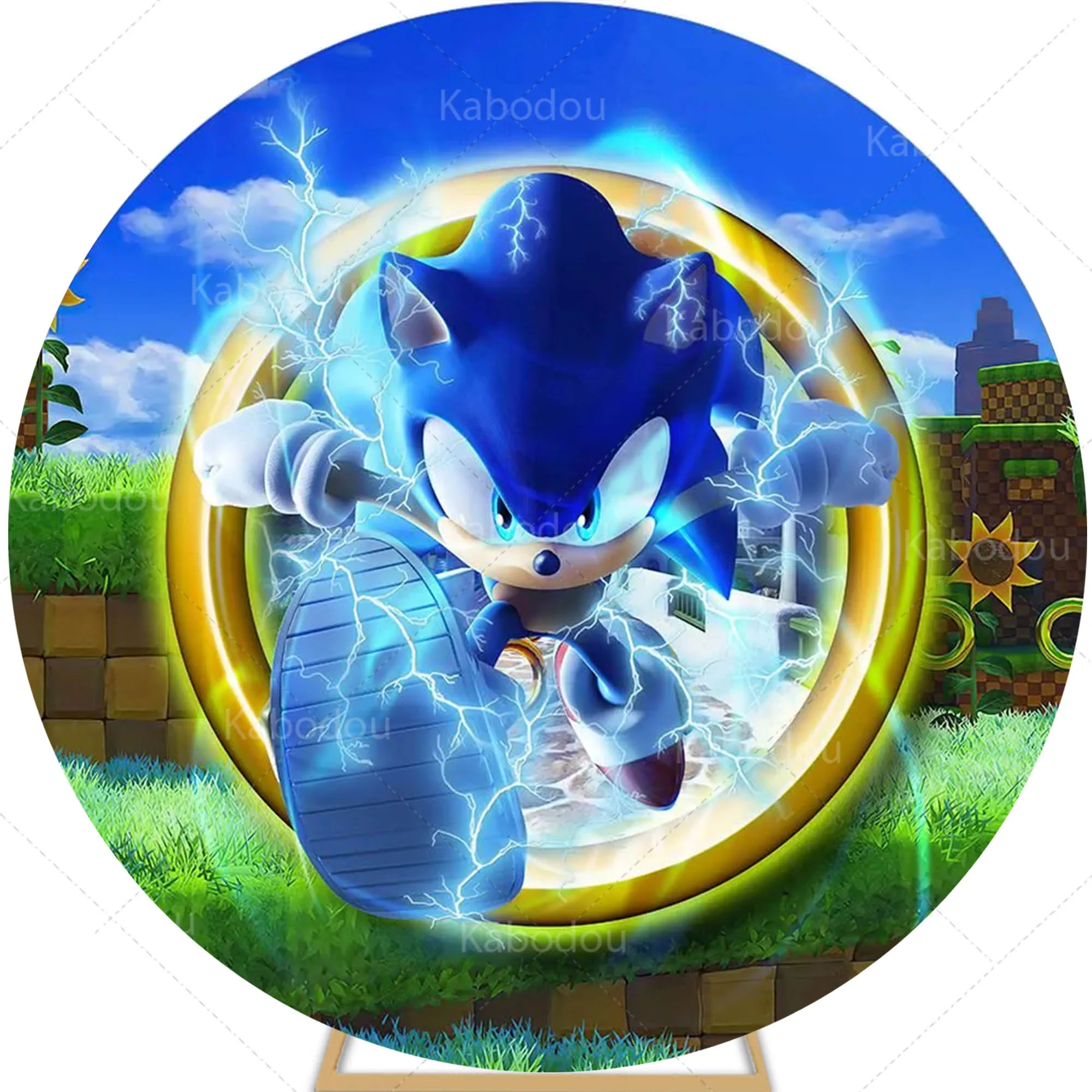 Fondo redondo azul sónico para fiesta de cumpleaños de niños ...