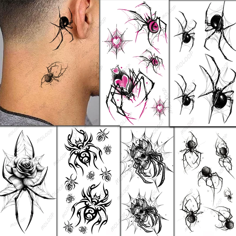 Waterproof-Temporary-Tattoo-Sticker-Spider-Wolf-Bird-Cat-Scorpion-Fake ...