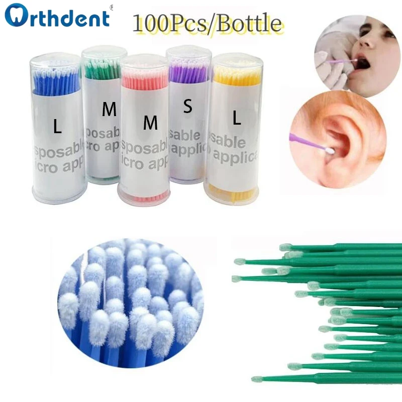 100Pcs-Bottle-Dental-Disposable-Micro-Brushes-Applicators-Dentistry ...