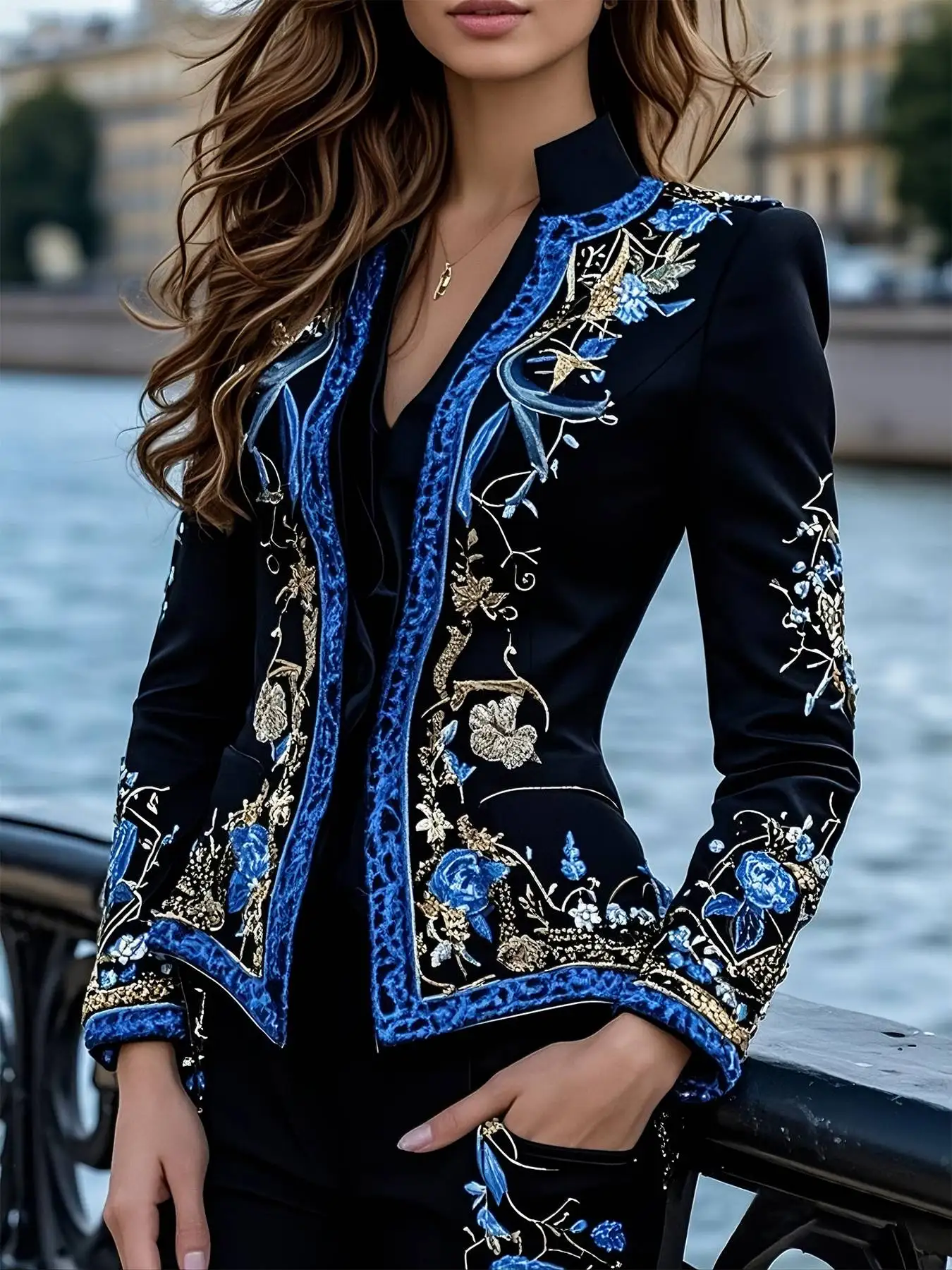 Chaqueta cárdigan elegante y elegante con estampado Floral para mujer ...
