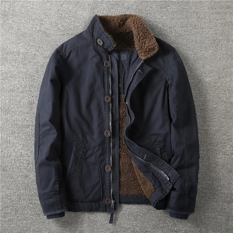 Men's Winter Coat Warm Lamb Wool Thicken Casual Jacket Warm Steer Wear ...