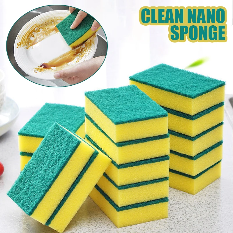 5-10-20pcs-Double-Sided-Cleaning-Sponge-Reusable-Dishwashing-Cleaning ...