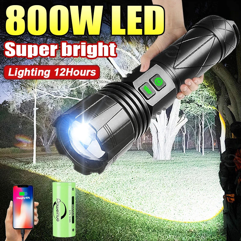 Most-800W-Super-Powerful-LED-Flashlight-High-Power-Rechargeable ...