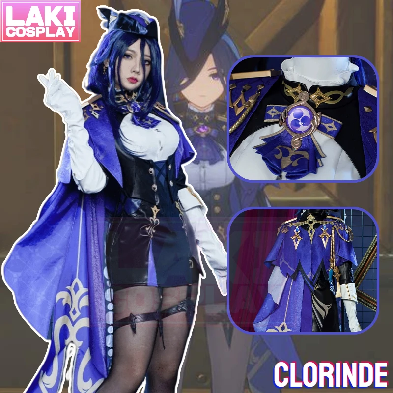 Genshin-Impact-Clorinde-Cosplay-Traje-com-Peruca-e-Jogo-Campe-o ...
