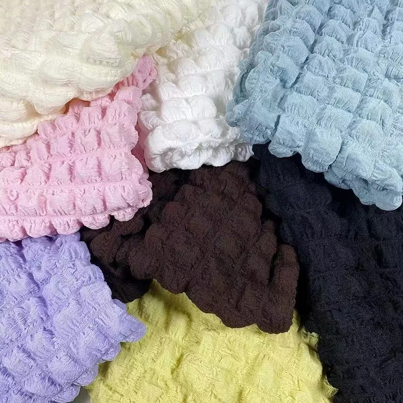 3D Bubble Plaid Puff Waffle Fabric Romantic Cloud Popcorn Stretch ...
