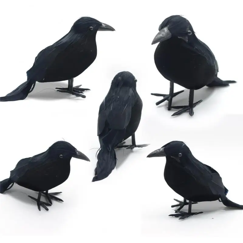 Small-Simulation-Fake-Bird-Realistic-Halloween-Black-Crow-Model-Home ...