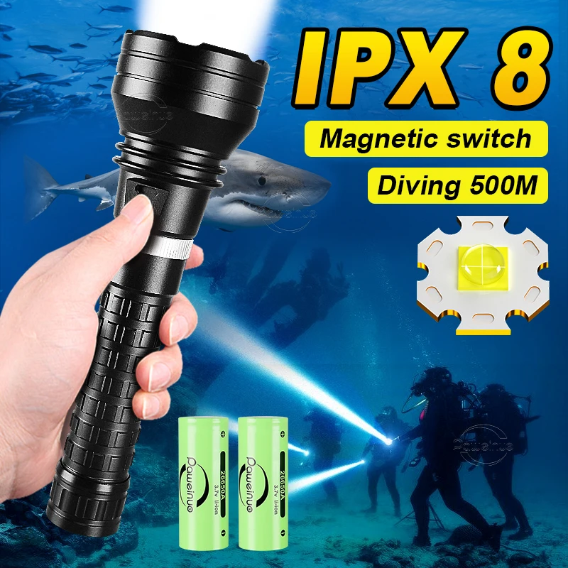Most-Powerful-Professional-Diving-Flashlight-Rechargeable-Dive-Torch ...