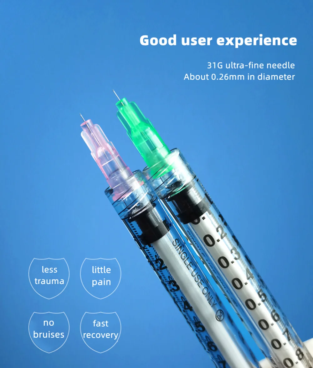 2022 Medical Meso nano Needles Syringe Meso Needle 30G 34G Gun Needle ...