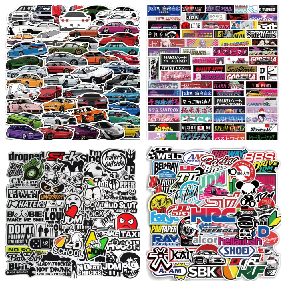 200pcs Racing Car Styling JDM Stickers Motorcycle Bicycle Skateboard ...