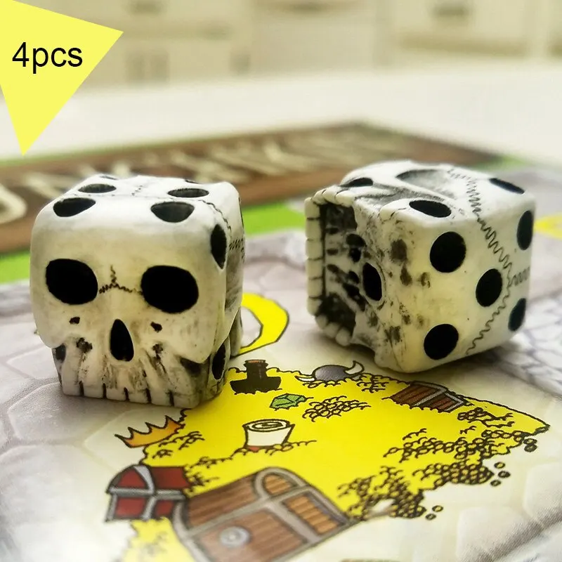 4Pcs-Skull-Dice-6-Sided-Bone-Unique-Gift-Gamer-Great-For-Role-Playing ...