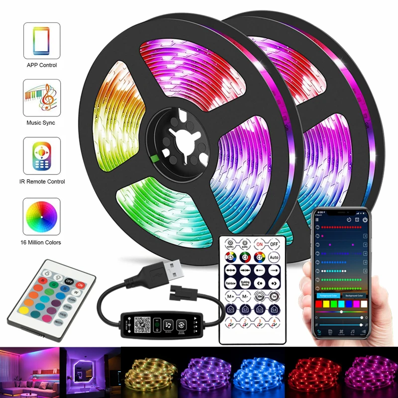 Tira de luces LED mágicas, iluminación Flexible con Control remoto por ...