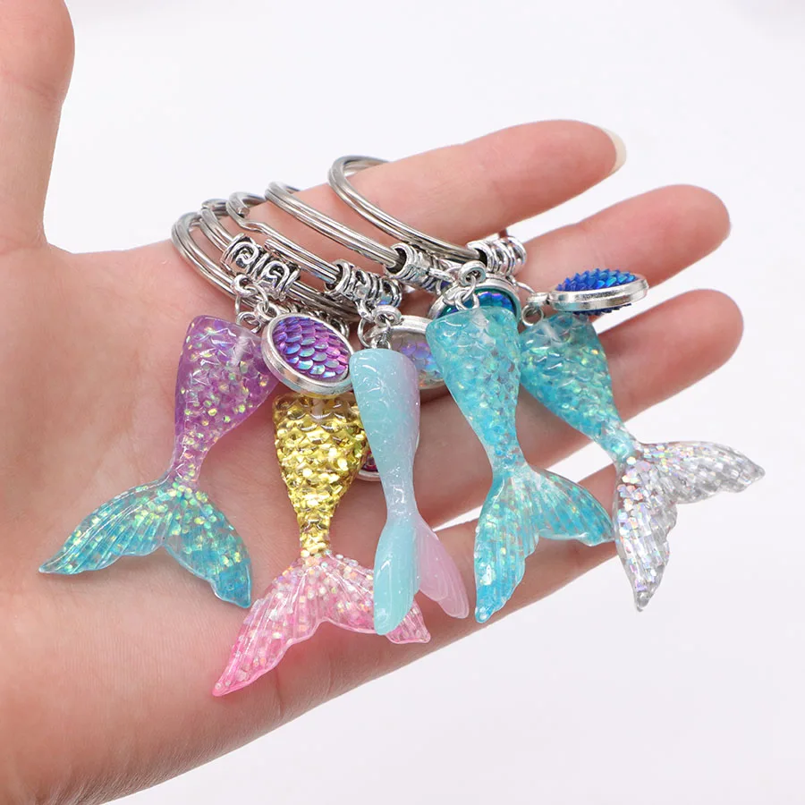 Shinny Mermaid Tail Keychain Set - Colorful Fish Scales - Be Kind Shoes