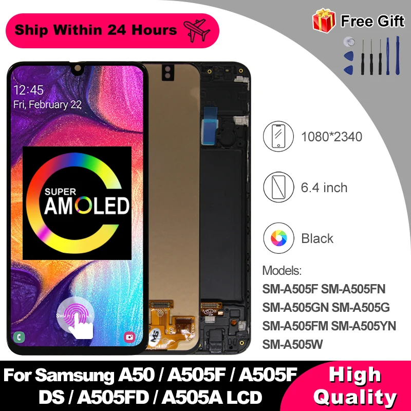 6-4-AMOLED-For-Samsung-Galaxy-A50-SM-A505FN-DS-A505-LCD-Display-Touch ...