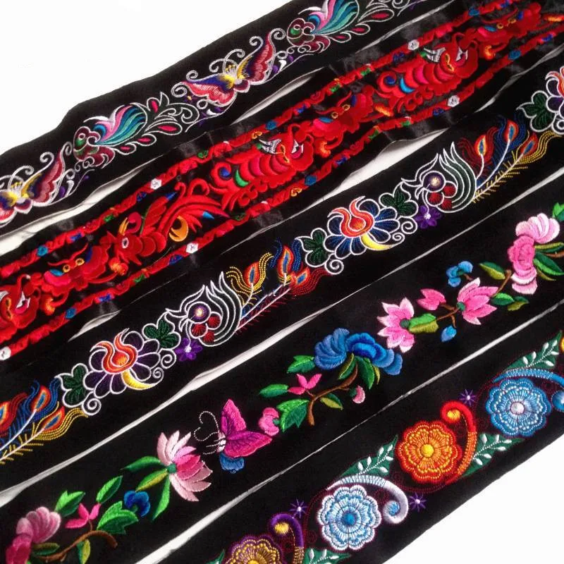 1M Ethnic Ribbon DIY Sewing Dress Decoration Flower Embroidered Fabric