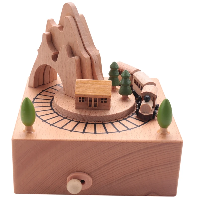 Wooden-Musical-Box-Featuring-Mountain-Tunnel-With-Small-Moving-Magnetic ...