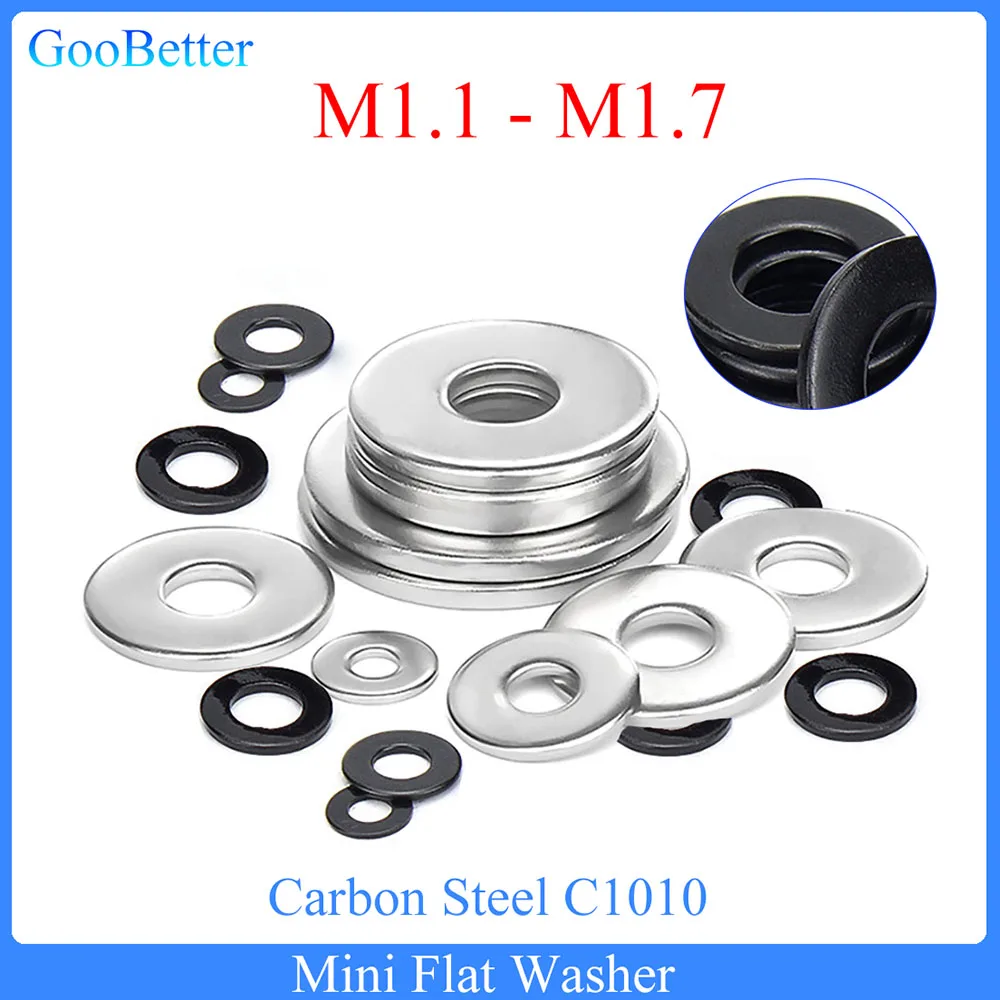 100Pcs/lot Mini Flat Washer M1.1 M1.2 M1.3 M1.4 M1.5 M1.6 M1.7 Carbon ...
