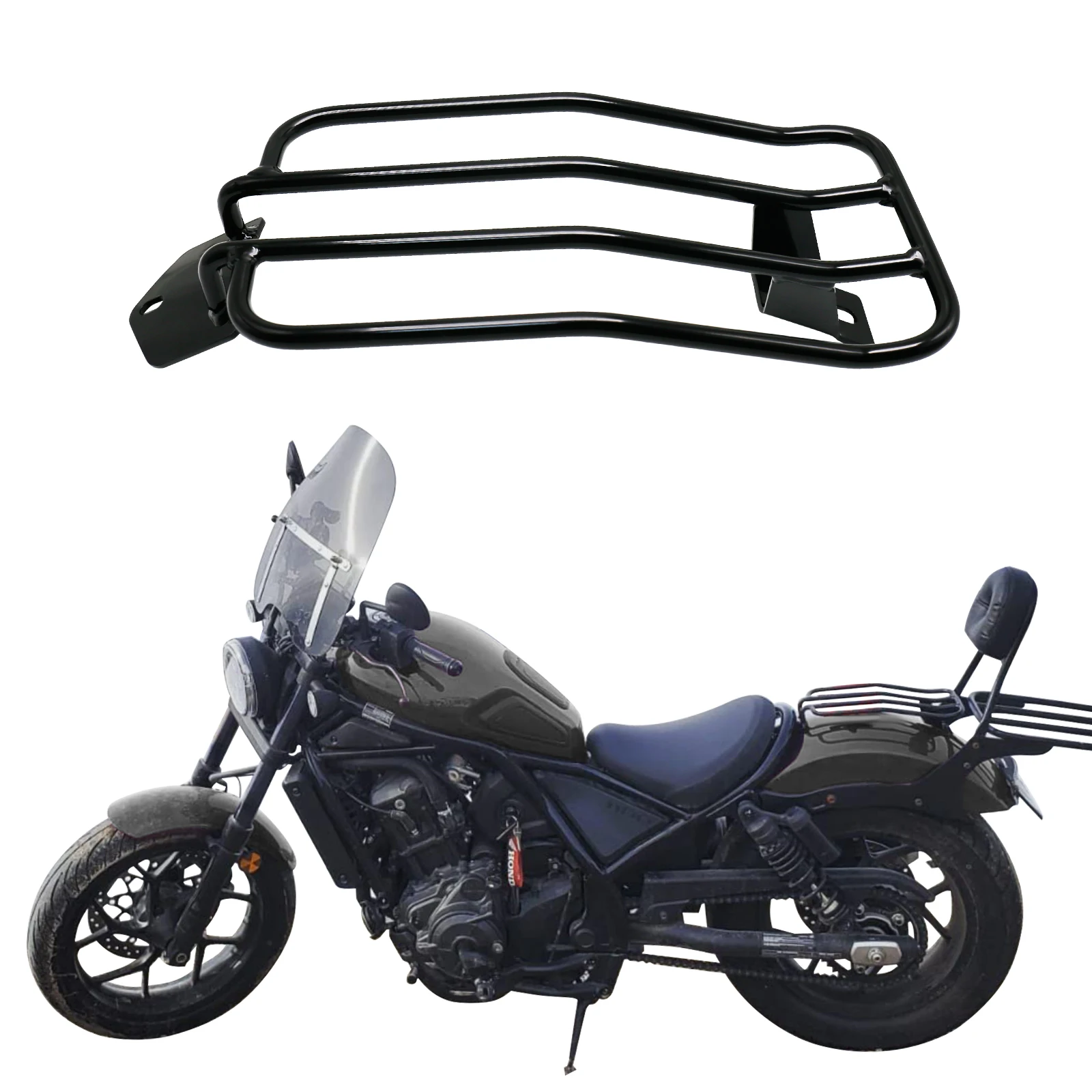 Black-Rear-Top-Case-Carrier-Luggage-Rack-Cargo-Rack-Fit-for-Rebel-1100 ...
