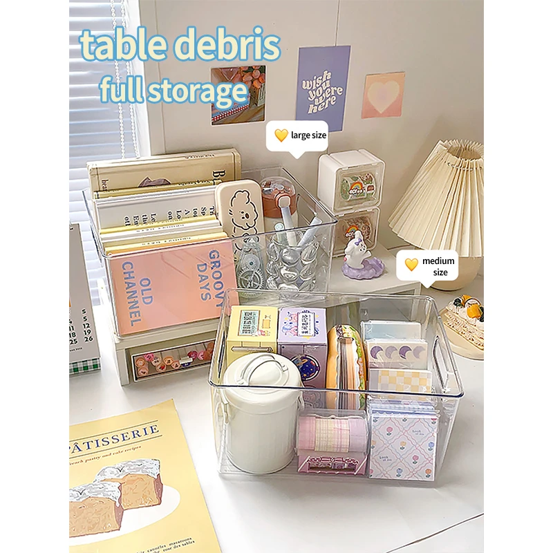 Desktop storage box Acrylic cosmetics transparent basket dormitory ...