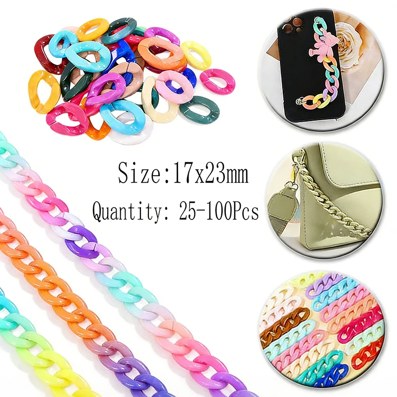 25/50/100pcs Colorful Acrylic Link Chain Clasp,Open Buckles Bead ...