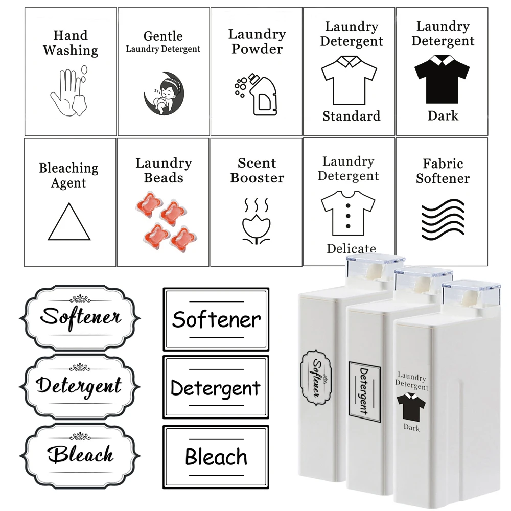 3-10pcs-Laundry-Bottle-Labels-Detergent-Softener-Bleaching-Agent-Scent ...