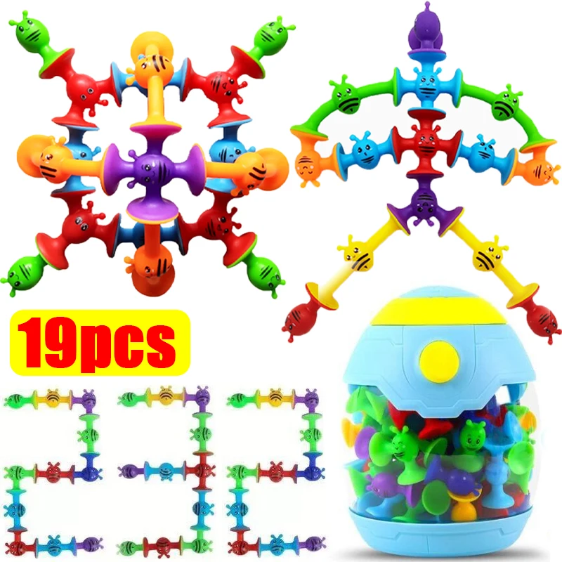 19Pcs-Suction-Cup-Toys-Baby-DIY-Plastic-Bee-Building-Blocks-Games ...