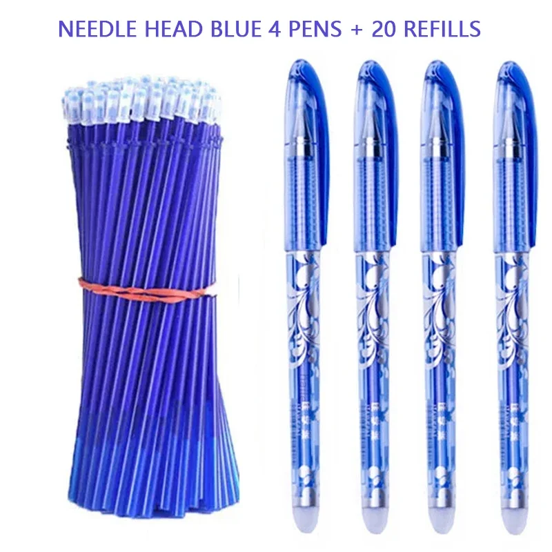 3-28Pcs-Erasable-Pen-0-5mm-Refill-Washable-Handle-Rod-Blue-Black-Ink ...