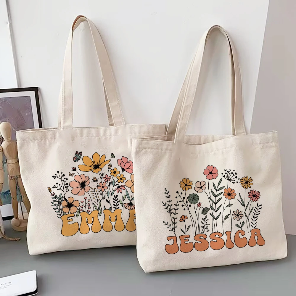 Personalized-Flower-with-Name-Tote-Bag-Women-Canvas-Shoulder-Bags ...