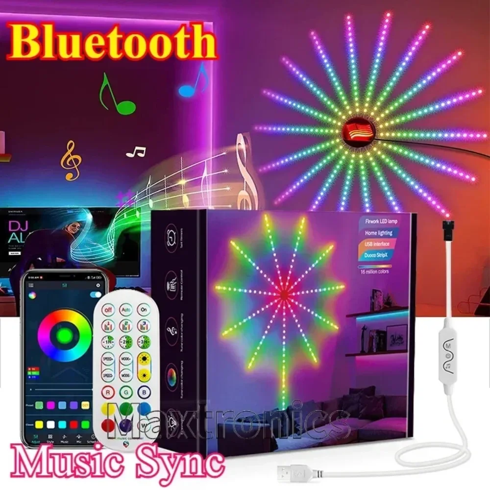 Smart LED Fireworks Light LED Neon String Light Bluetooth Control Music ...