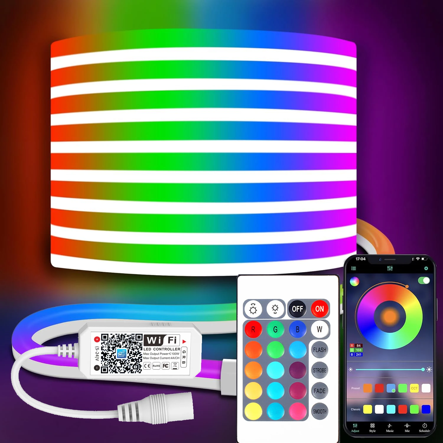 Wifi-IR-Remote-Control-Neon-Strip-Light-DC-12V-RGB-Flexible-Led-Neon ...