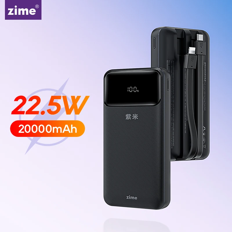 zime 20000mAh Portable Power Bank 22.5W Fast Charger with Built-in ...