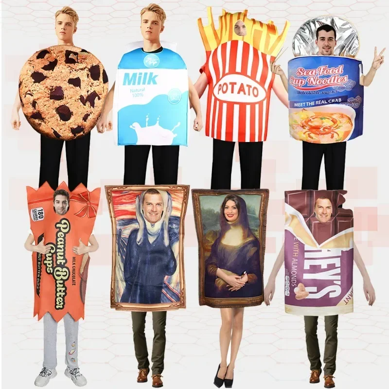 Halloween Mona Lisa Van Gogh Cosplay Costumes Milk Donut Mural Costume ...