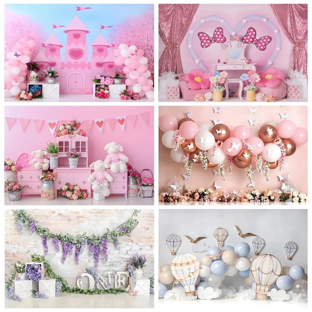 Newborn Baby Birthday Backdrop for Photography Balloon Cake Smash Party ...