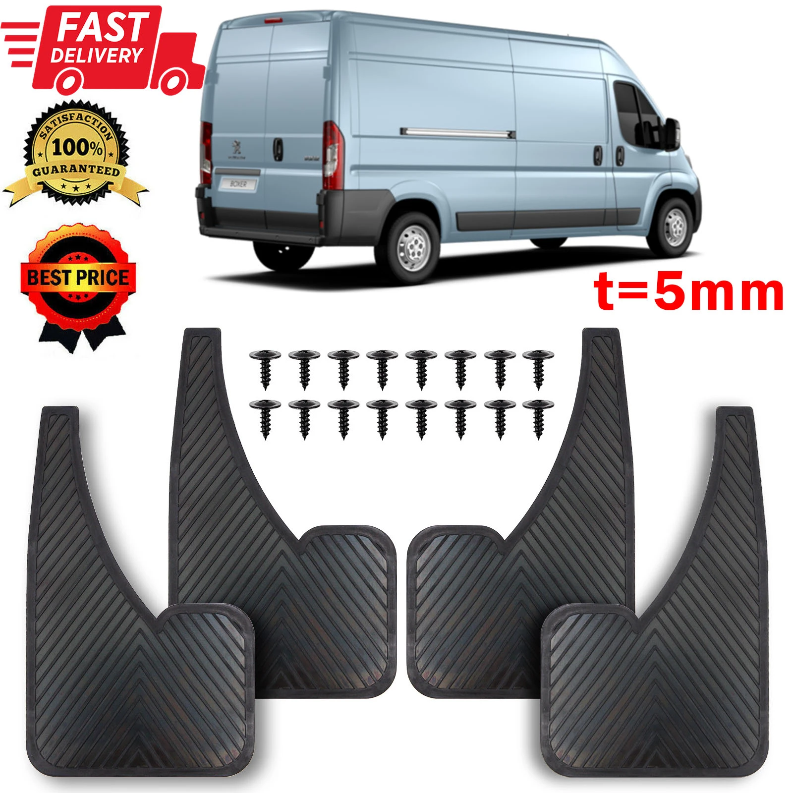 5mm Rubber Mudflaps Mud Flaps Splash Guards Mudguard For Peugeot Boxer ...
