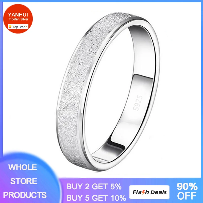 YANHUI-100-Real-Certified-Tibetan-Silver-Ring-Frosted-Finger-Rings-for ...