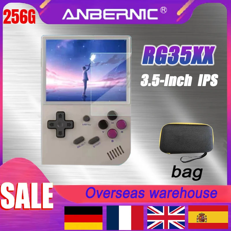 256G ANBERNIC RG35XX Retro Handheld Game Console 3.5 Inch IPS Screen Linux System Dual Card Slot ...