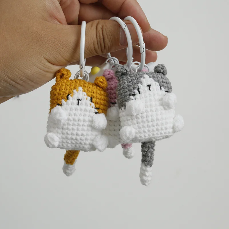 Handmaking-Crochet-Keychains-For-Gifts-Cute-Cat-Doll-Keyrings-Pendant ...