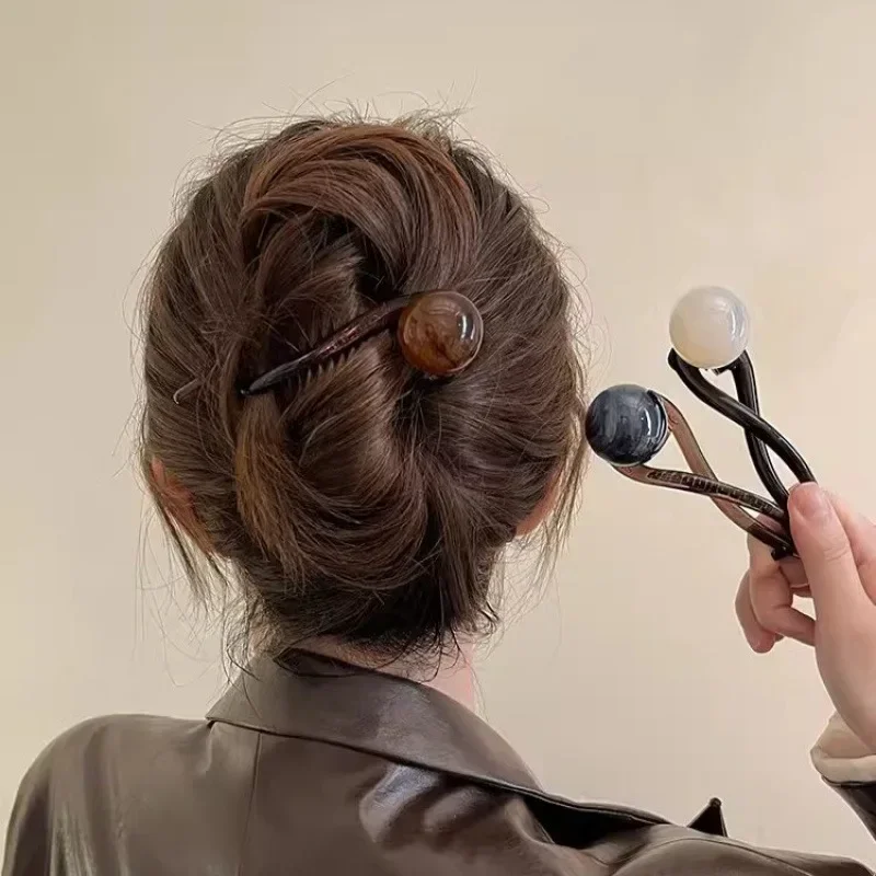 New-Twist-Hair-Clip-Plastic-Acrylic-Bead-Imitation-Pearl-Hairpin ...