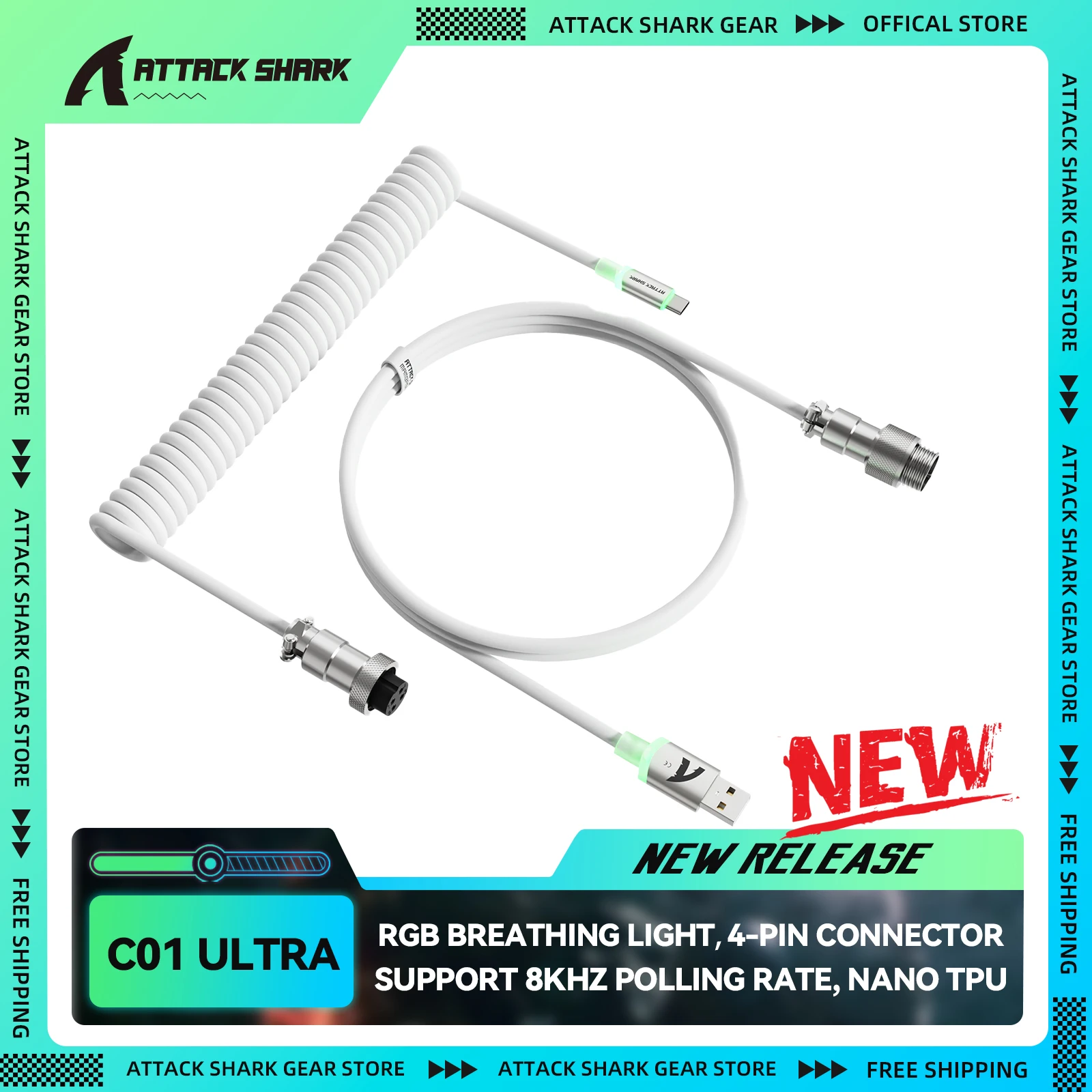 ATTACK SHARK C01Ultra Custom Aviator Cable for 8KHz Magnetic Keyboard ...