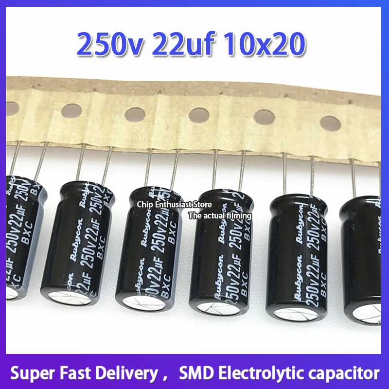 10PCS-Rubycon-imported-aluminum-electrolytic-capacitor-250v22uf-10x20 ...