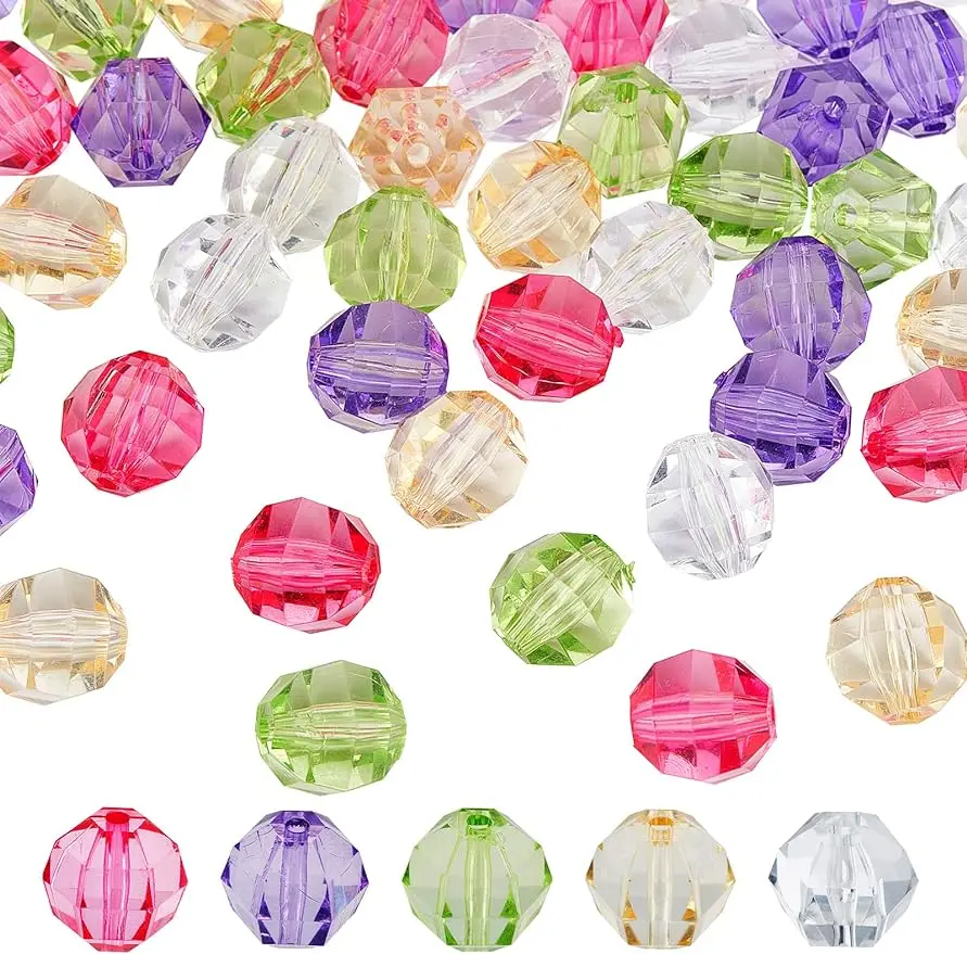 50pcs-20mm-Faceted-Acrylic-Beads-5-Color-Transparent-Crystal-Spacer ...