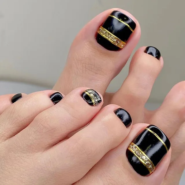 Silver And Black Toenails