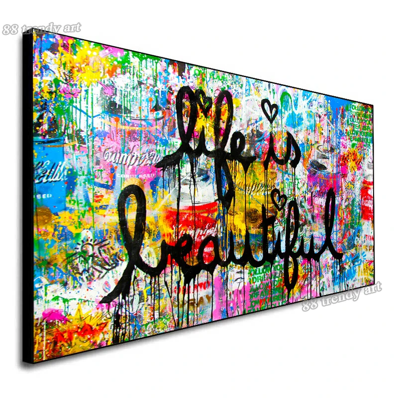 Street Graffiti Art Life Is Beautiful Posters Prints Canvas Painting ...