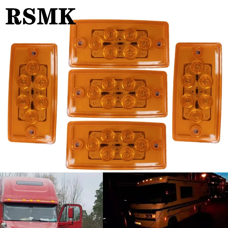 5pcs-LED-Cab-Roof-Freightliner-Top-lights-clearance-marker-running ...