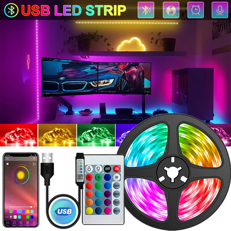 Bande Lumineuse Led 5050 Rvb, Bluetooth, 1m-30m, 5v, Usb, Rétro ...