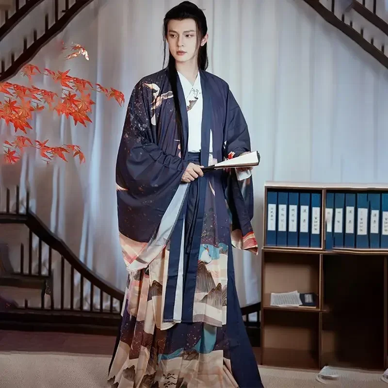 Chinese-Traditional-Black-Red-Hanfu-Dress-for-Couples-Men-Women-Crane ...