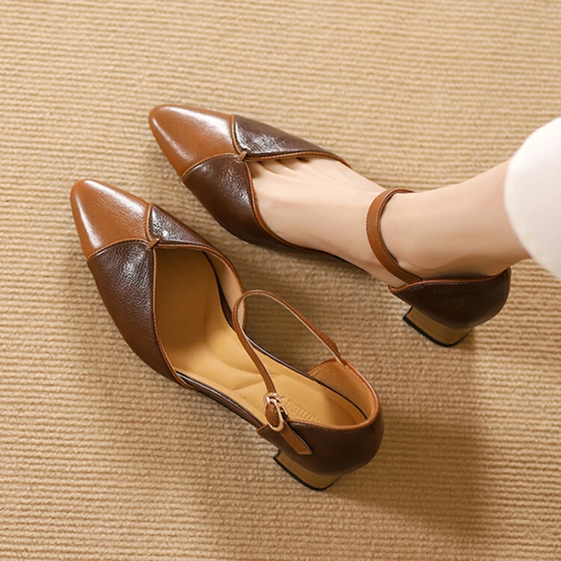 NEW Summer Women Sandals Genuine Leather Shoes for Women Cover Toe ...