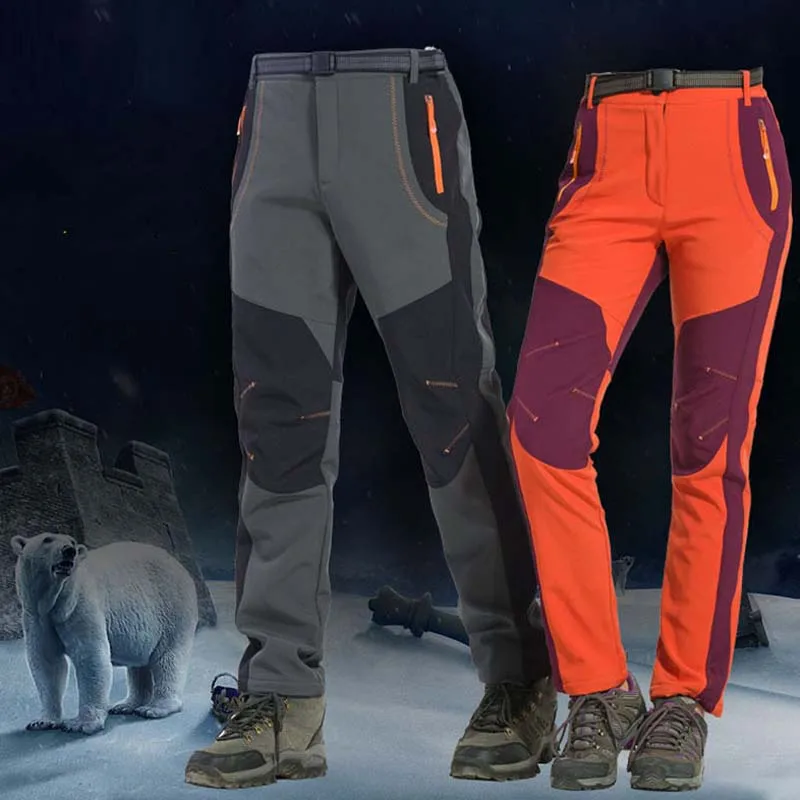 Autumn winter outdoor men's and women's softshell trousers, thickened ...