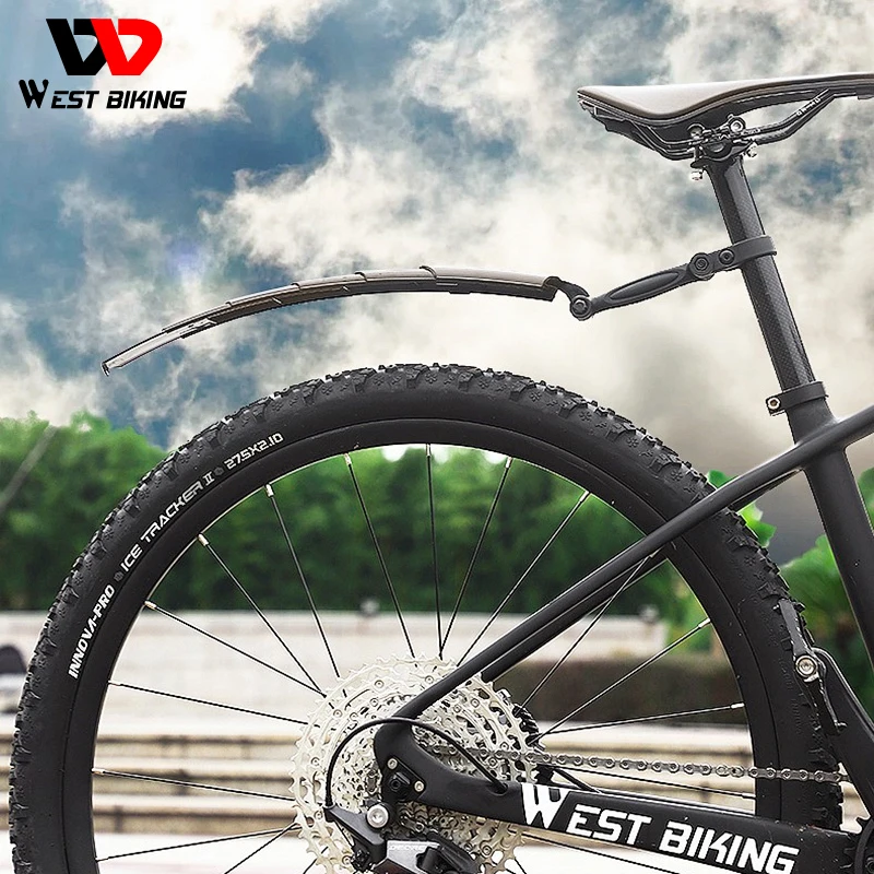 West Biking Mtb 펜더 세트 조절 가능한 프론트 머드 가드 자갈 자전거 액세서리 유니버설 엉덩이 보호기 리어 에일러론 엔듀로 머드 플랩자전거 가방