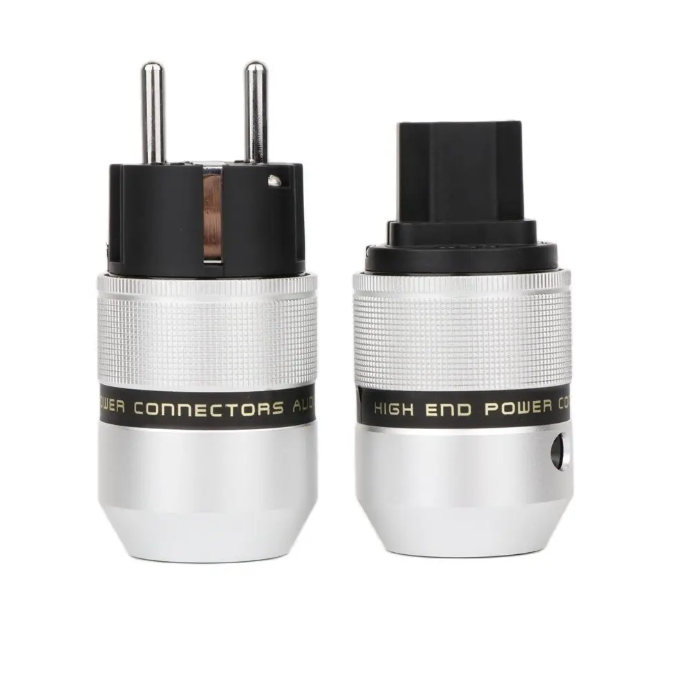 Pair-Aluminium-Rhodium-Plated-Aluminium-Alloy-EU-Schuko-Power-Plug-IEC ...